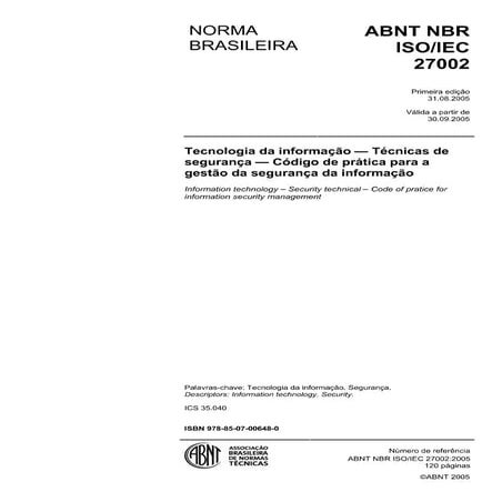 Nbr iso 27002 | PDF