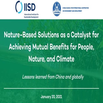 Nature-Based Solutions as a Catalyst for Achieving Mutual Benefits for ...