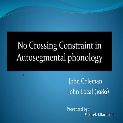 No Crossing Constraint | PPT