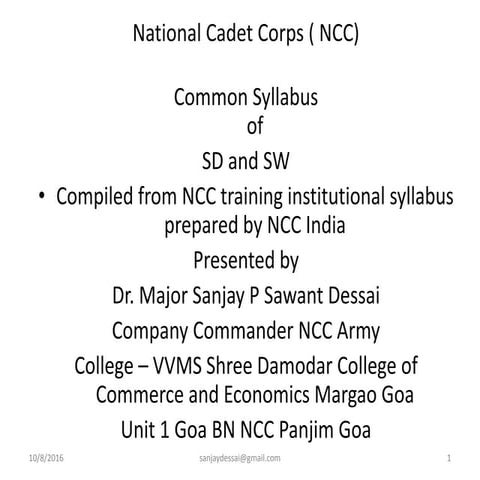 NCC common syllabus for B and C certificate examination | PPTX
