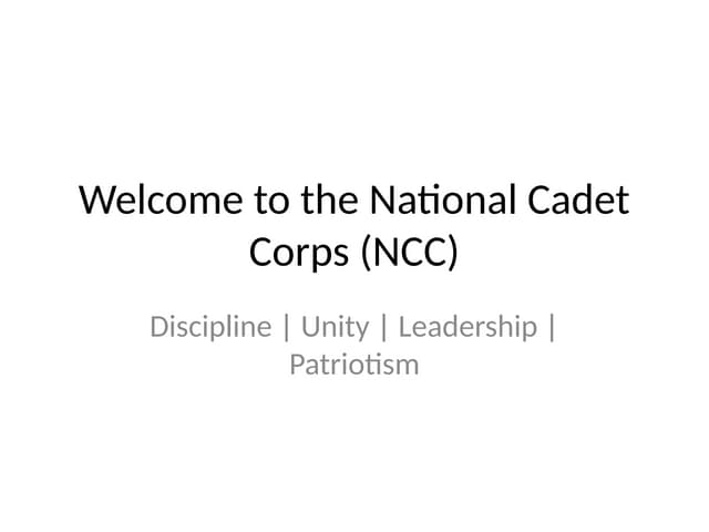 National Cadet Corps (NCC) | PPTX | Sports