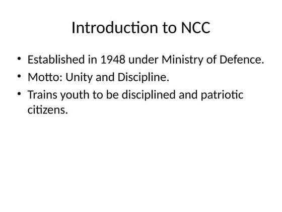 National Cadet Corps (NCC) | PPTX | Sports