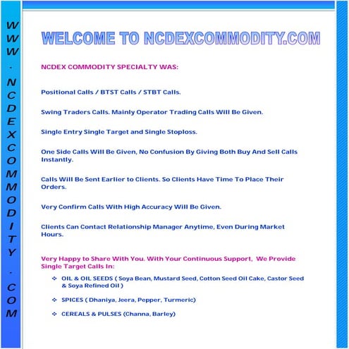 , NCDEX POSITIONAL TIPS | PDF