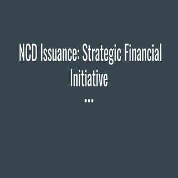 NCD Issuance - Strategic Financial Initiative | PDF