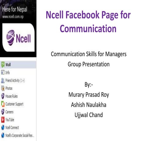 Ncell facebook page for communication | PPTX