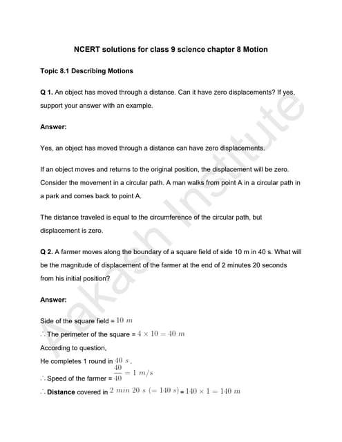 Kinematics: Motion along a straight line | PPTX