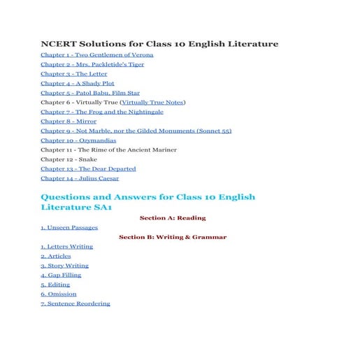 Ncert-solutions-for-class10-english-literature | PDF