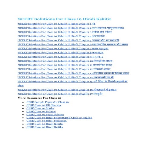 Ncert-solutions-for-class10-hindi-kshitiz | PDF