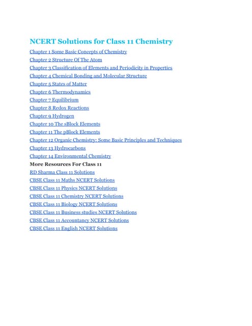 Course Outline For Chemistry | PDF