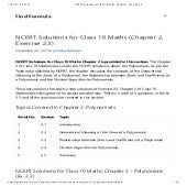 Ncert solutions for class 10 maths (chapter 2, exercise 2.3) | PDF