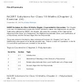 Ncert solutions for class 10 maths (chapter 2, exercise 2.4) | PDF