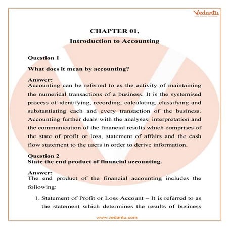 Ncert Solutions for Class 11 Accountancy | PDF