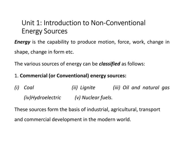 Conventional & non conventional energy sources. | PPTX