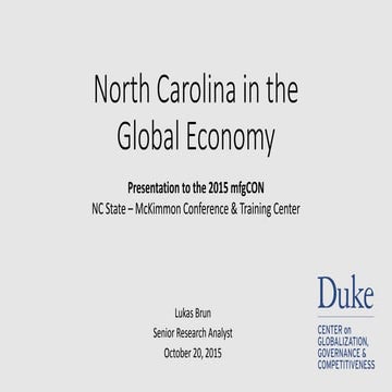 North Carolina in the Global Economy | PDF