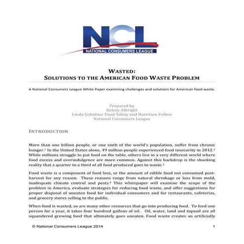 Ncl food waste white paper | PDF