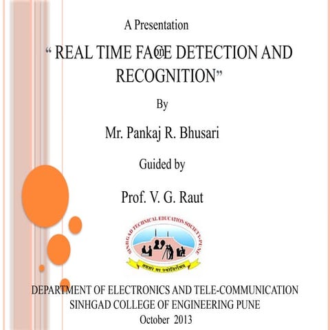 Real Time Face Detection And Recognition Pptx Photo Editing