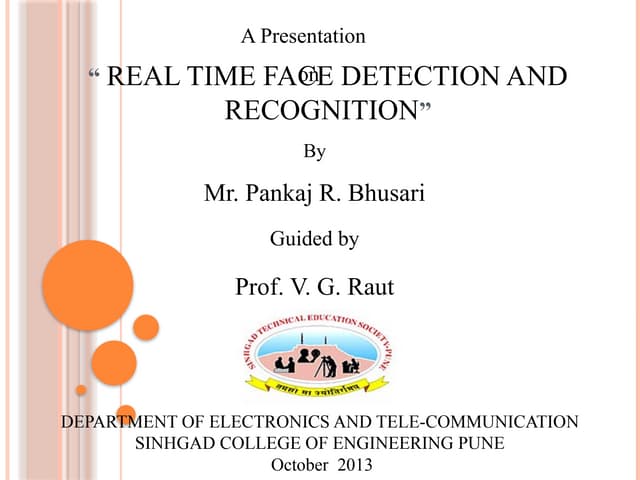 Real Time Face Detection And Recognition Pptx Photo Editing