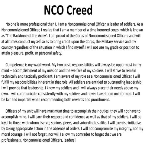 NCO Creed | PPTX