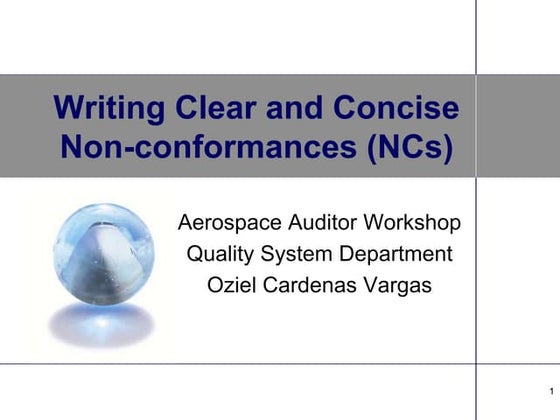 NON CONFORMANCE REPORTING (1) | PPTX