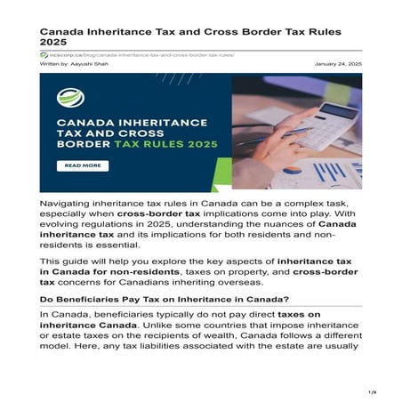 Canada 2025: What to Know About Inheritance and Cross-Border Taxes | PDF
