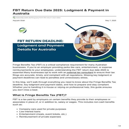 Fringe Benefits Tax 2025: Key Dates, Penalties & How to Prepare Your ...