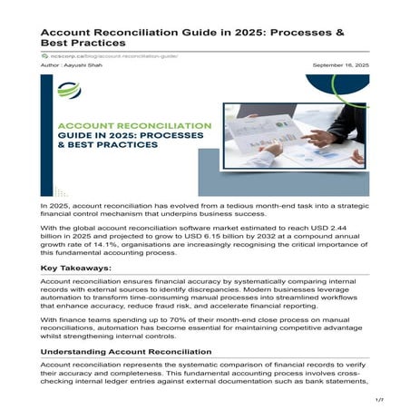 Account Reconciliation 2025: Key Processes & Best Practices | PDF