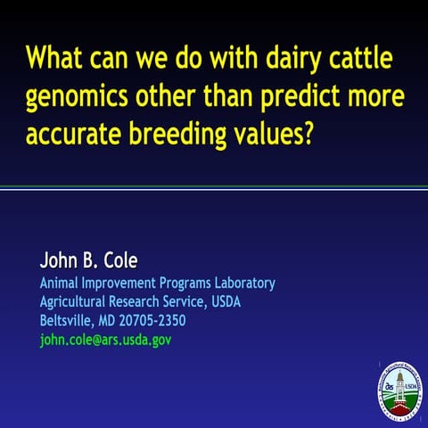 What can we do with dairy cattle genomics other than predict more ...