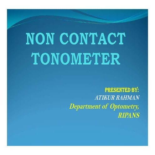 Non Contact Tonometer (NCT) by Atikur Rahman | PDF