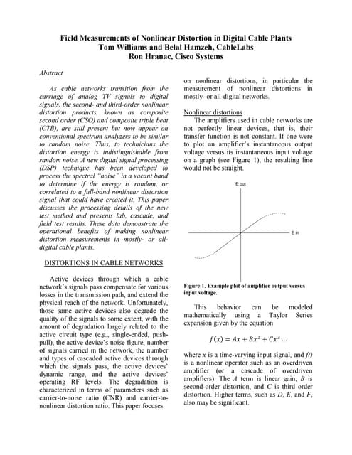 Field Measurements Of Nonlinear Distortion In Digital Cable Plants Pdf