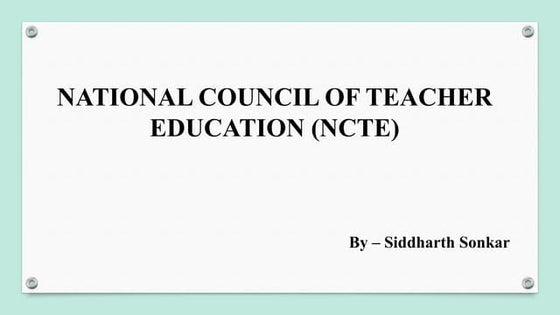 National council for teacher education | PPT | Professional School ...