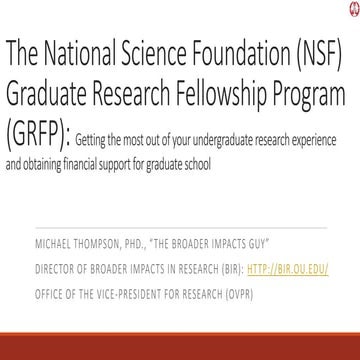 National Conference on Undergraduate Research (NCUR) NSF GRFP Talk | PPT