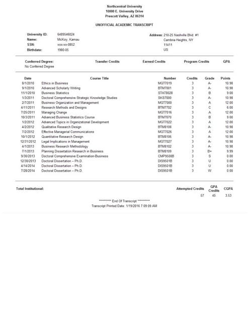 Strayer Transcripts PDF | PDF