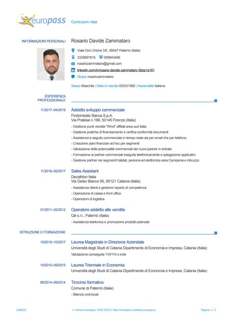 Curriculum Vitae Gianluca Dusio | PDF