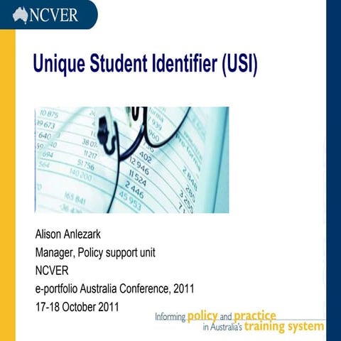 Update on a unique student identifier for the VET sector - a foundation ...