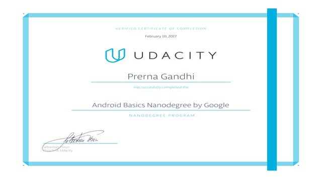 Udacity Verified Certificate