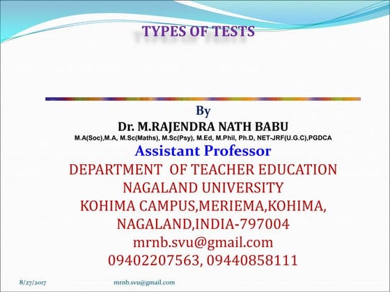 Type and classification of test | PPT
