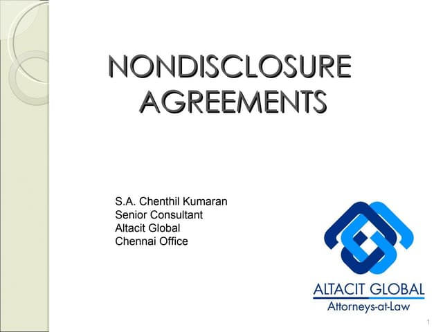 Non disclosure agreement | PPTX