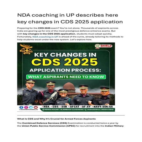 NDA coaching in UP describes here key changes in CDS 2025 application | PDF