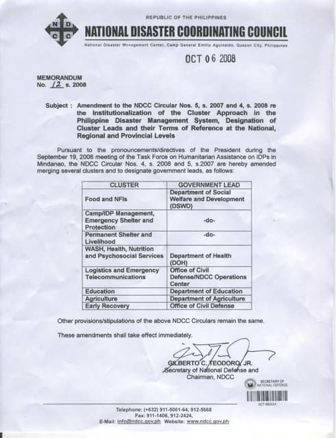 NDCC MEMO Cluster 2007 | PDF