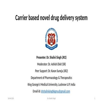 Carrier based novel drug delivery system | PPTX