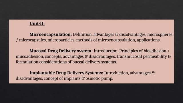 Microencapsulation Unit 2 Novel Drug Delivery System | PPTX | Physics ...