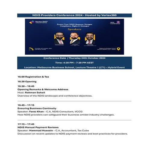 NDIS Providers Conference 2024 - Hosted by Vertex360 | PDF