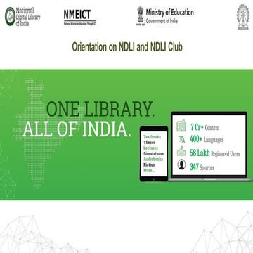 NDLI Orientation Session (National Digital Library)) | PPTX