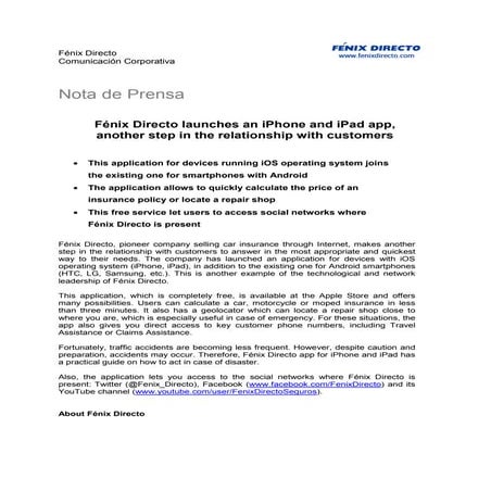 FÉNIX DIRECTO launches an iPhone and iPad app, another step in the ...