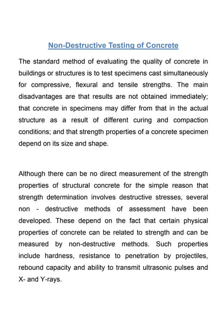 Cement and concrete destructive tests, | PPT