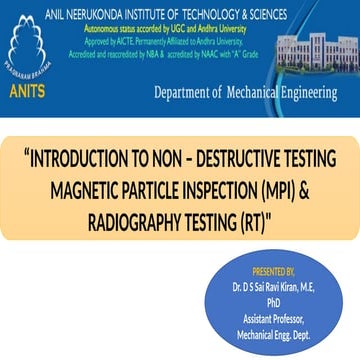 Non - Destructive Testing Methods _LDPT, MPT, UT, RT | PPTX
