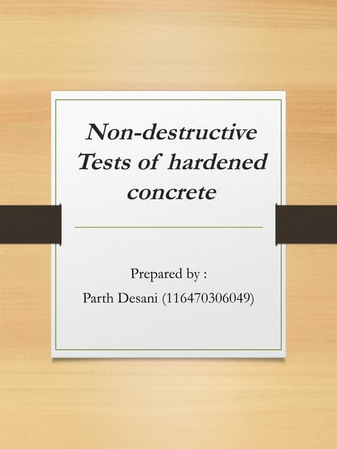 Non destructive test on concrete (ndt) | PPTX | Civil Engineering ...