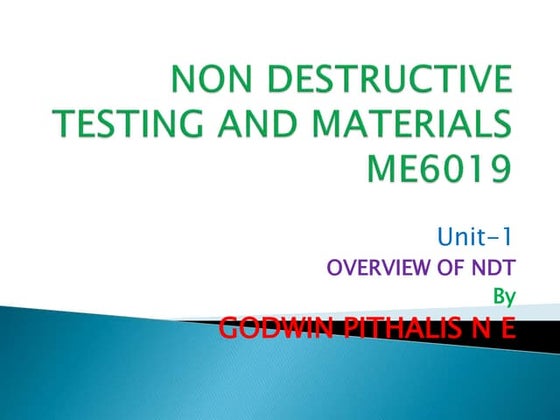 Seminar report on Non Destructive Testing | PDF