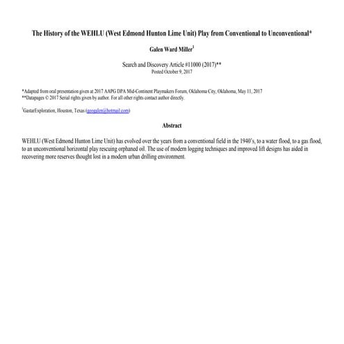 “The History of WEHLU from Conventional to Unconventional” | PDF