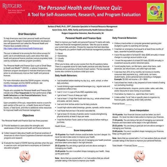 NEAFCS 2015 Poster-Personal Health and Finance Quiz-11-15 | PPT